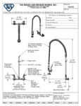 T&S B-0133 EasyInstall Wall Mounted 34 1/2" High Pre-Rinse Faucet with ...