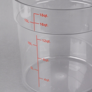 Choice 18 Qt. Clear Round Polycarbonate Food Storage Container with Red ...