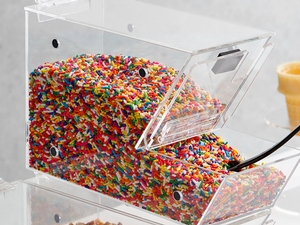 Choice 11" x 4" x 7" Stackable Candy / Topping Dispensers with Notches ...