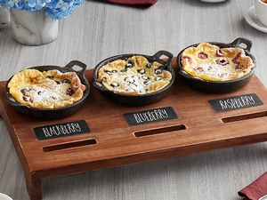 Sampler Platter w/ 3 Cast Iron Dishes & Rustic Display Stand