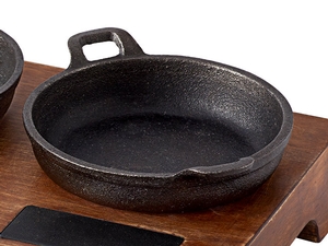 Sampler Platter w/ 3 Cast Iron Dishes & Rustic Display Stand