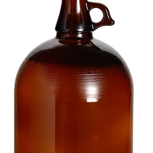 Acopa 128 oz. Amber Growlers with Caps - 4/Case