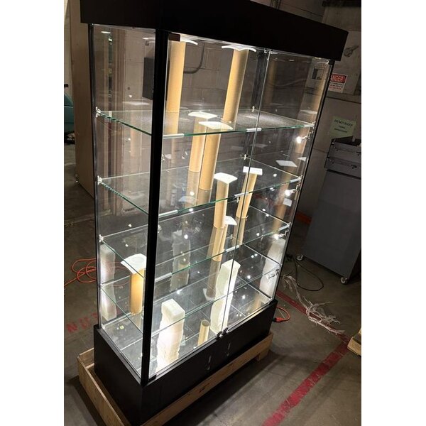 Scratch and Dent 40" x 18" x 73" Glass 4-Shelf Locking Display Showcase with LED Lighting and ...