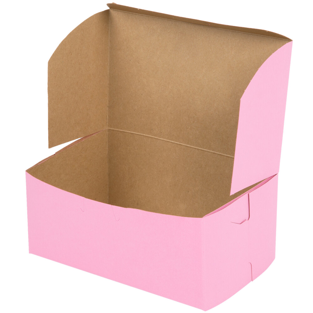 8" x 5" x 3 1/2" Pink Cake / Bakery Box - 250/Bundle