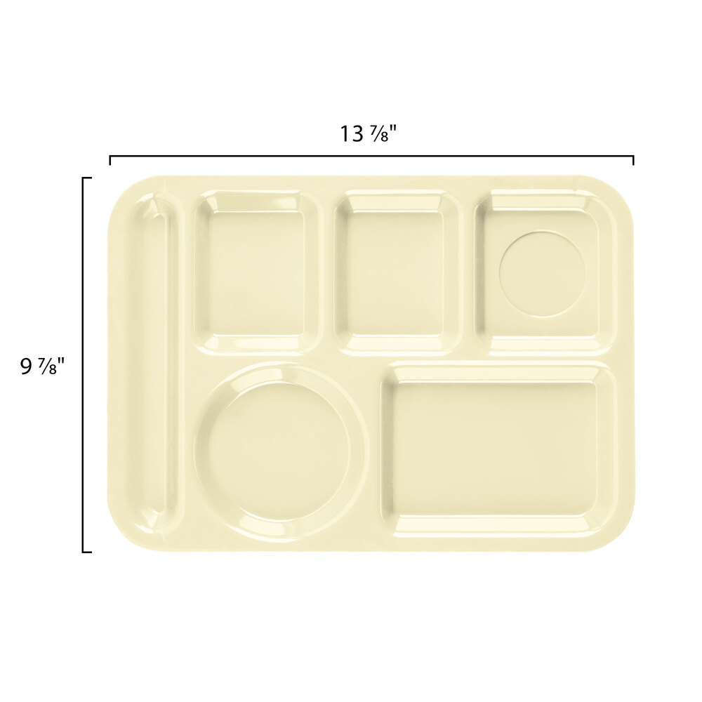 Carlisle P61425 10" x 14" Tan Left Hand 6 Compartment Tray