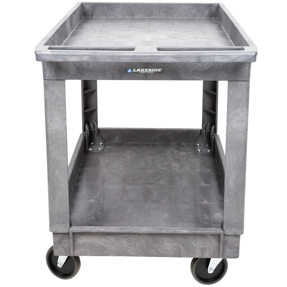 Lakeside 2523 Plastic Deep Well Two Shelf Utility Cart - 40 1/4" x 25 1 ...