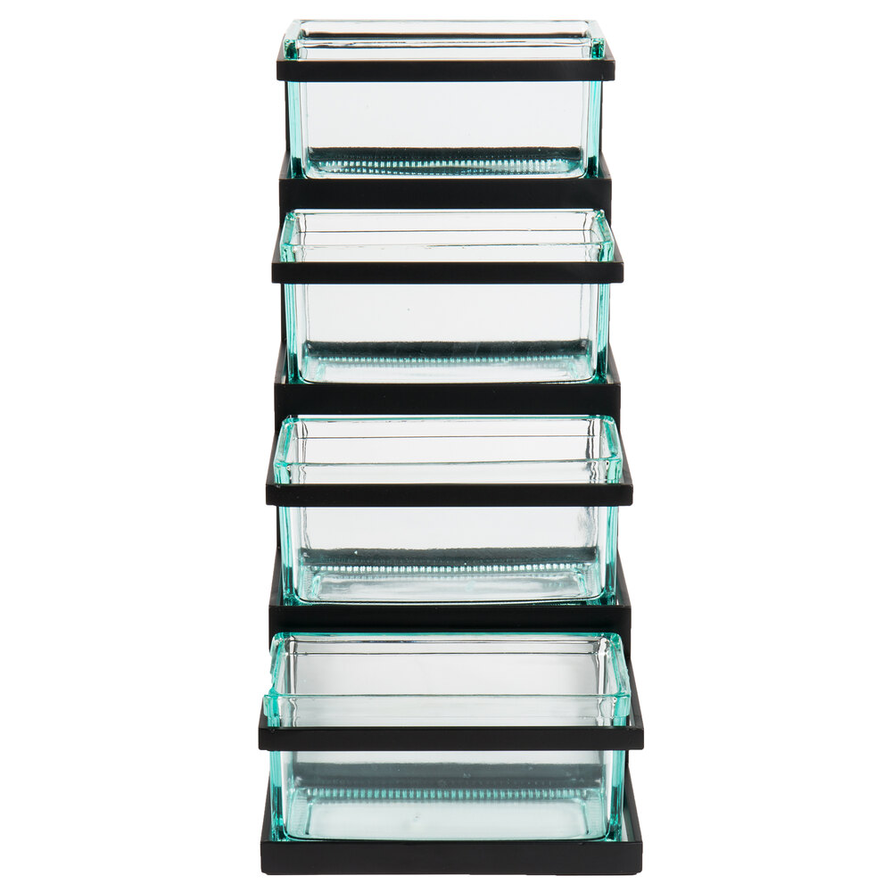 Cal-Mil 3338-13 Black Stair Step Condiment Display with Glass Jars - 18 ...