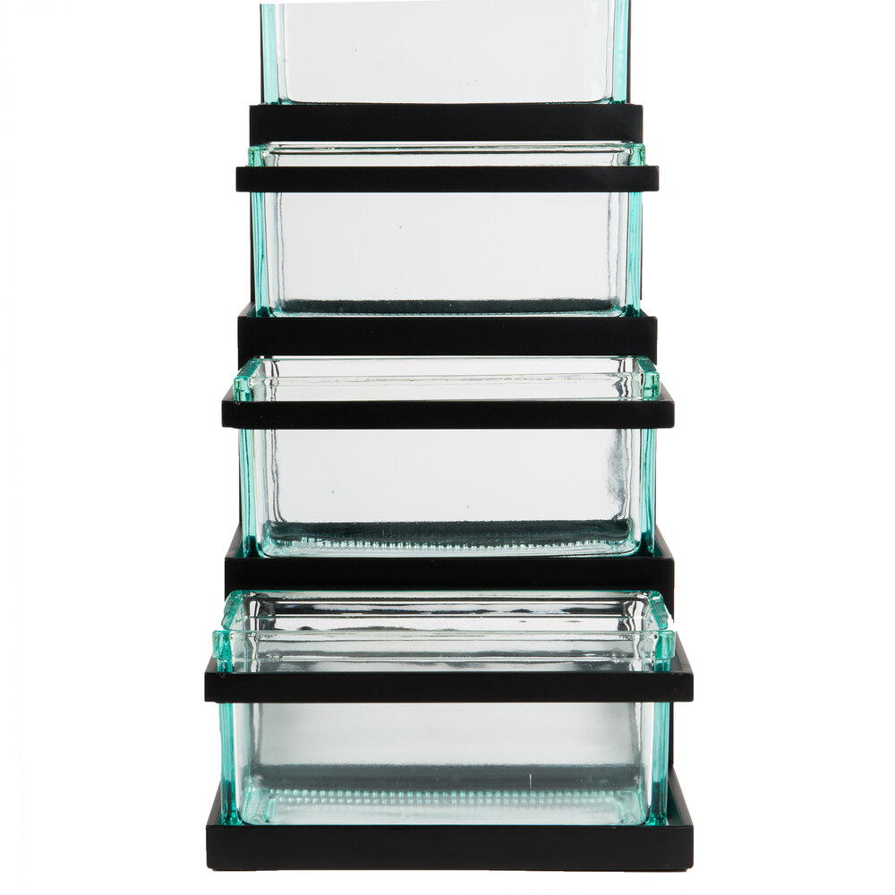 Cal-Mil 3338-13 Black Stair Step Condiment Display with Glass Jars - 18 ...