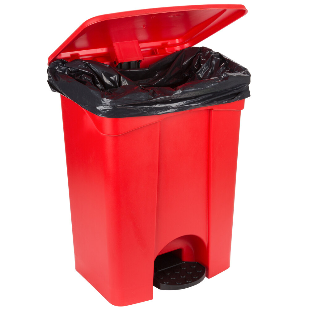 Continental 18RD 18 Gallon Red Step On Rectangular Trash Can