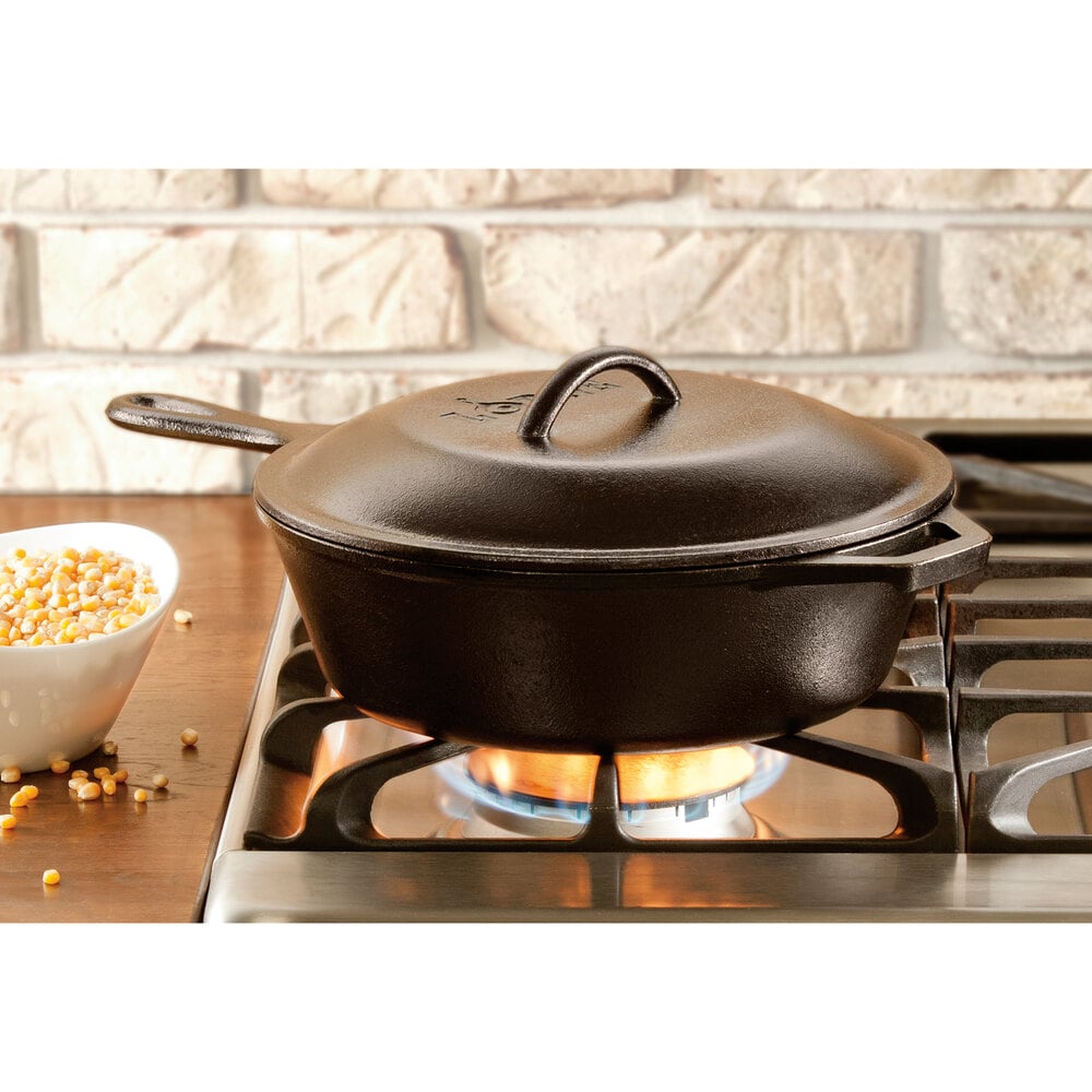 Lodge L8CF3 3.2 Qt. Pre-Seasoned Cast Iron Deep Skillet with Cover