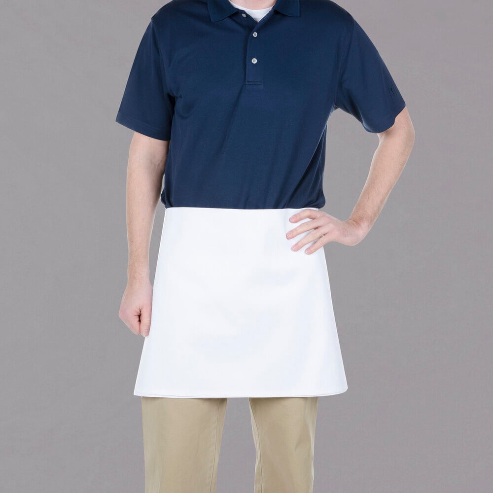 Chef Revival White Poly-Cotton Customizable Waist Apron - 17"L x 34"W