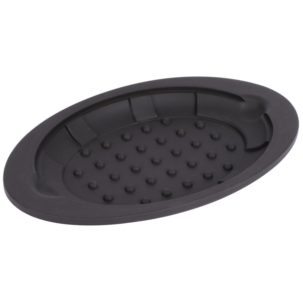 Lodge US011 Black 8 3/4" x 13" Oval Heat-Resistant Black Silicone ...