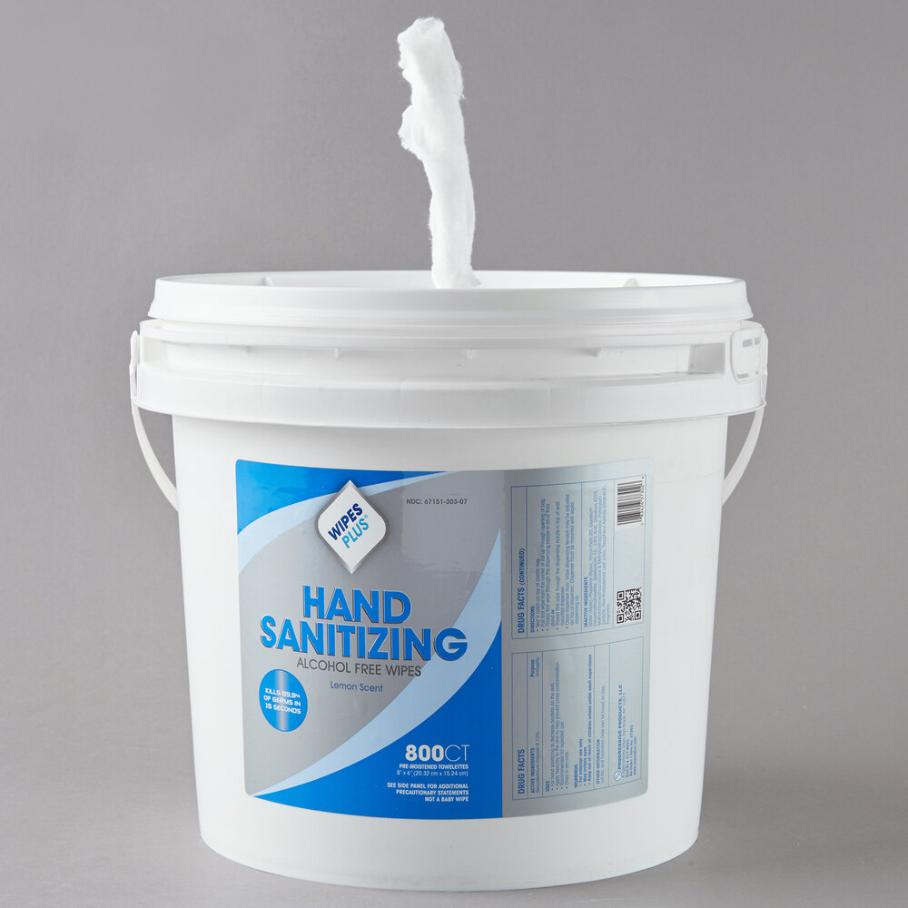WipesPlus Lemon Scent Alcohol Free Hand Sanitizing Wipes and Bucket