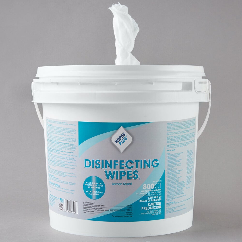 WipesPlus Lemon Scent Alcohol Free Disinfecting Wipes and Bucket