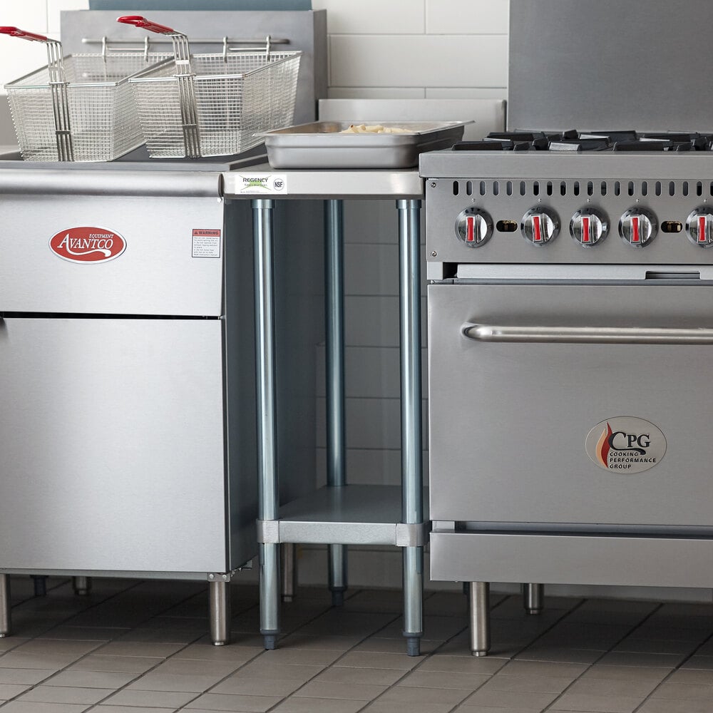 Regency 30" x 15" 18-Gauge 304 Stainless Steel Equipment Filler Table ...