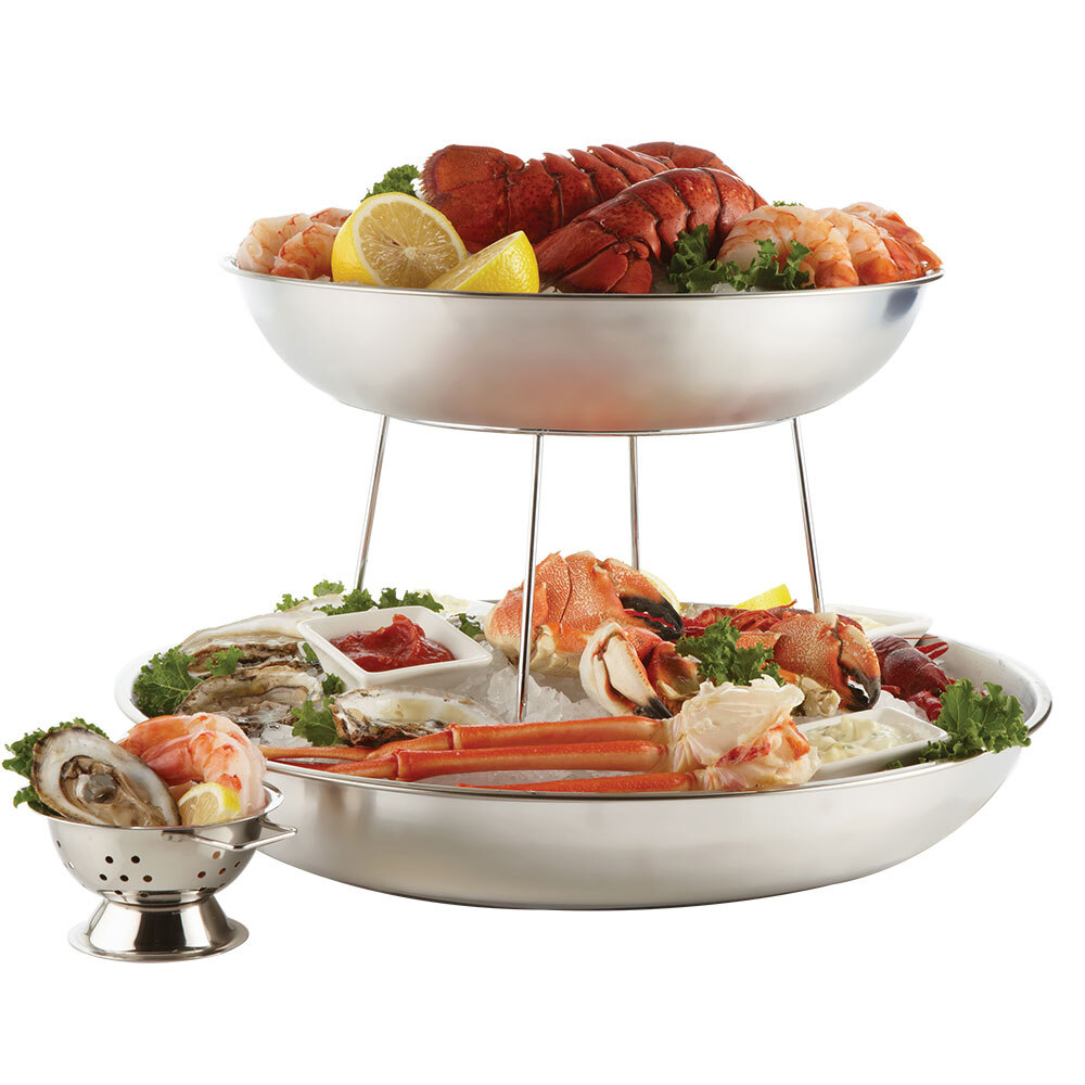 American Metalcraft SSEA14 Stainless Steel Seafood Tray - 13 3/4" X 1 1/2"