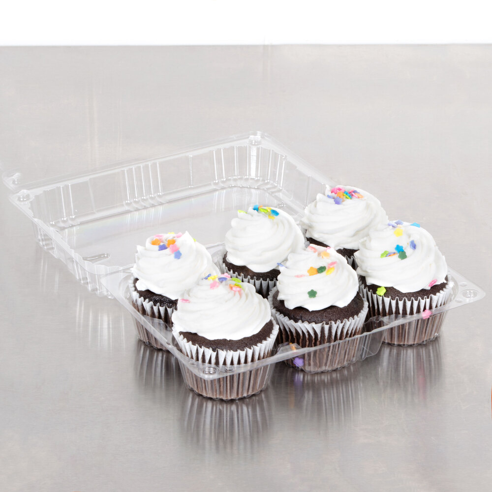 Polar Pak 2466 6 Compartment Low Dome Clear Cupcake / Muffin Takeout ...