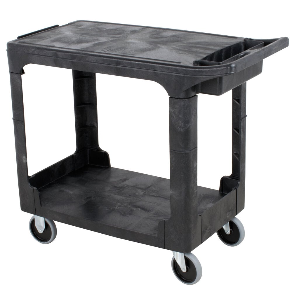 Rubbermaid FG450589BLA Black Small HD Two Flat Shelf Heavy Duty Utility ...