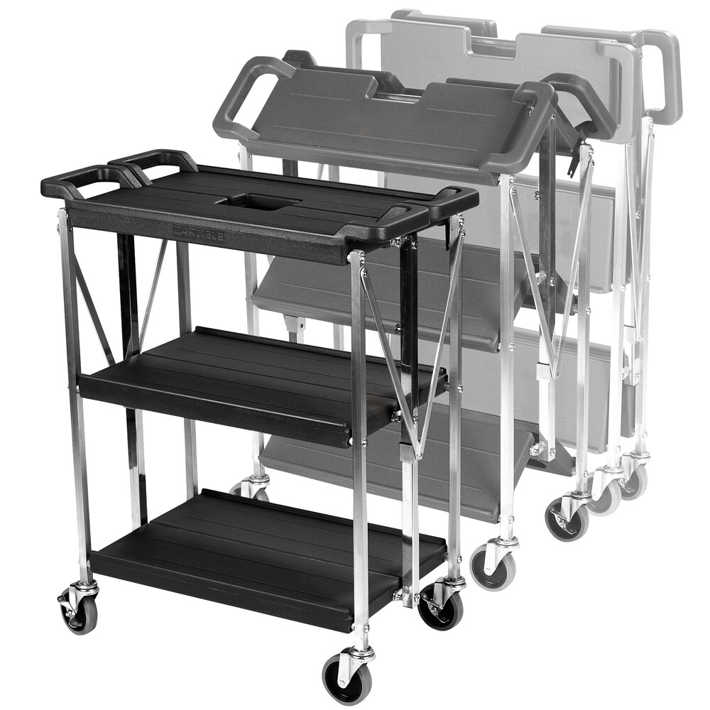Carlisle SBC203103 Fold 'N Go 20" x 31" Black Folding Utility Cart