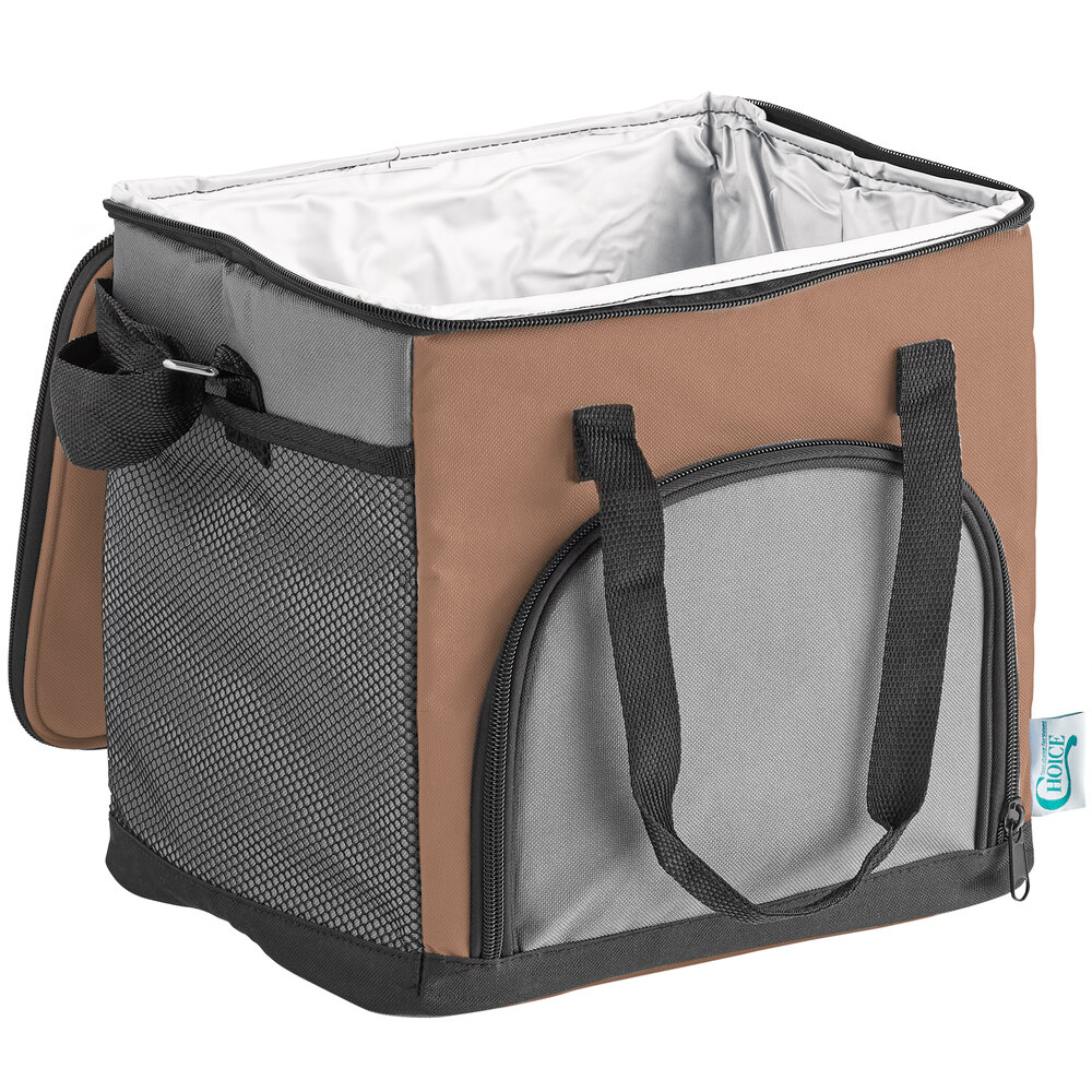 Choice Insulated Cooler Bag / Soft Cooler, Brown 12" x 9" x 11 1/2 ...