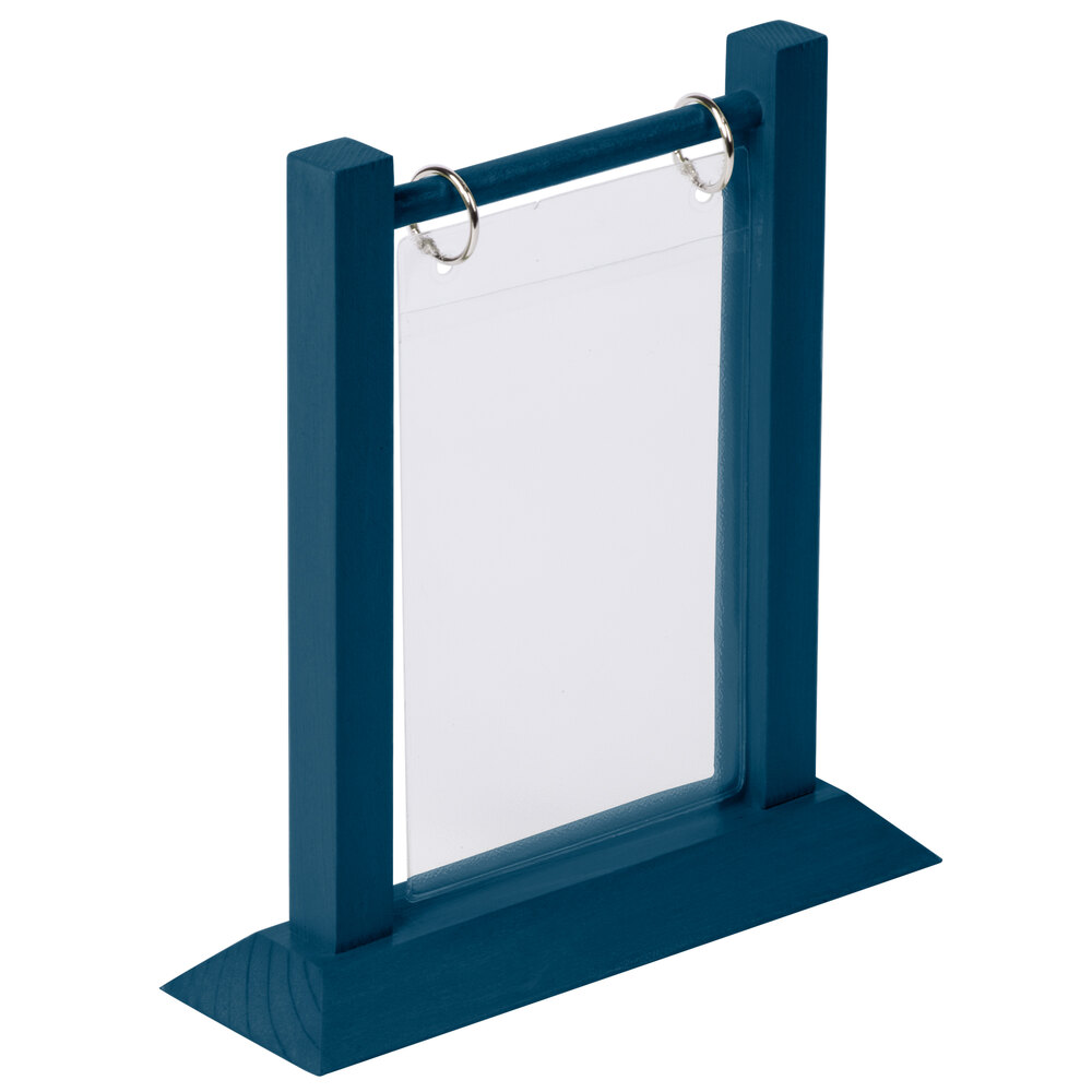 Menu Solutions WFT4S-A 4" x 6" Denim Wood Flip Top Table Tent