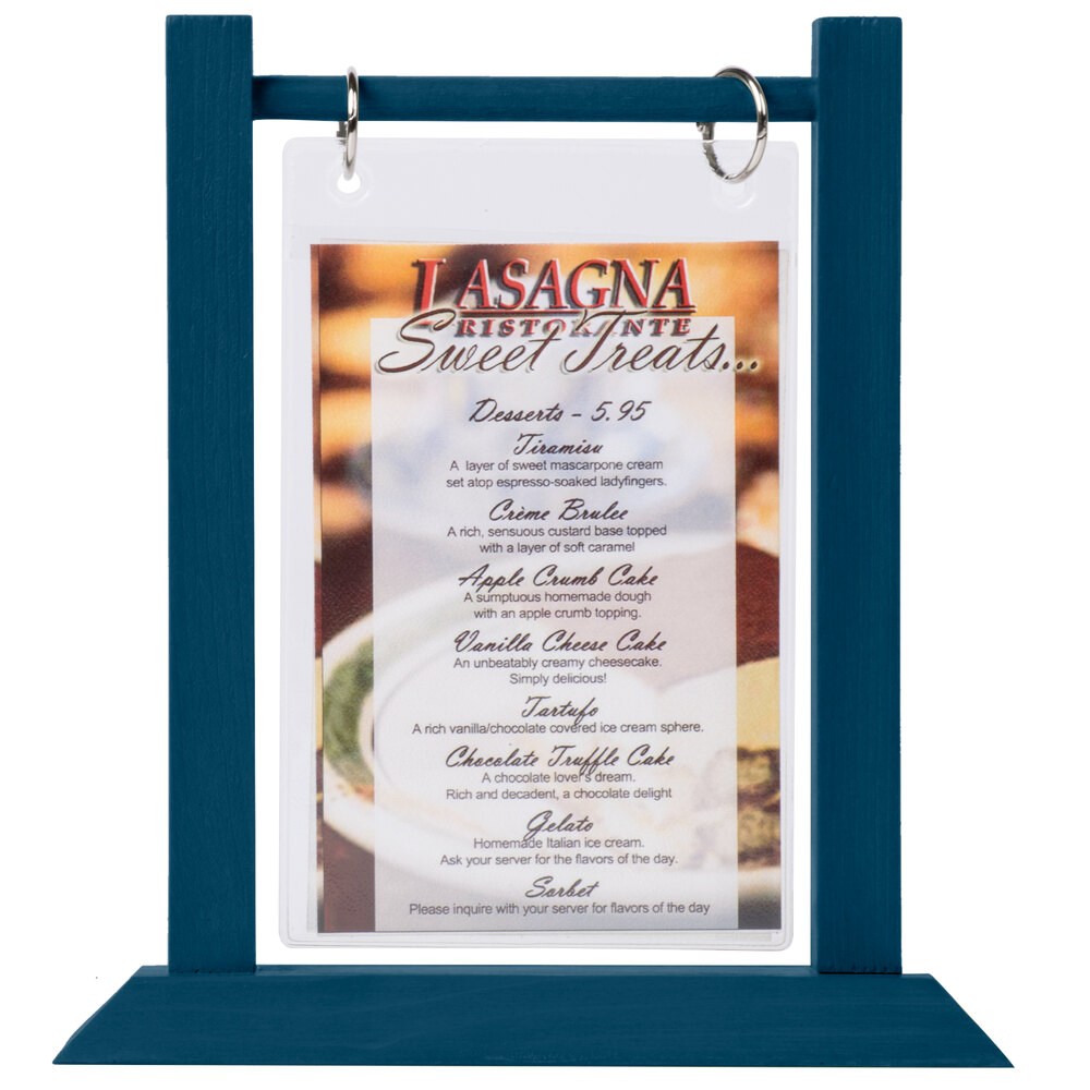 Menu Solutions WFT4S-A 4" x 6" Denim Wood Flip Top Table Tent