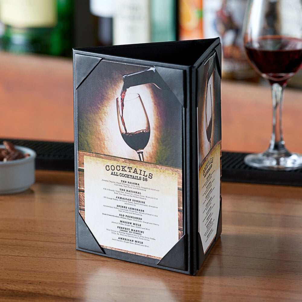 Menu Solutions TT37 5" x 7" Triple Panel Table Tent with Picture Corners