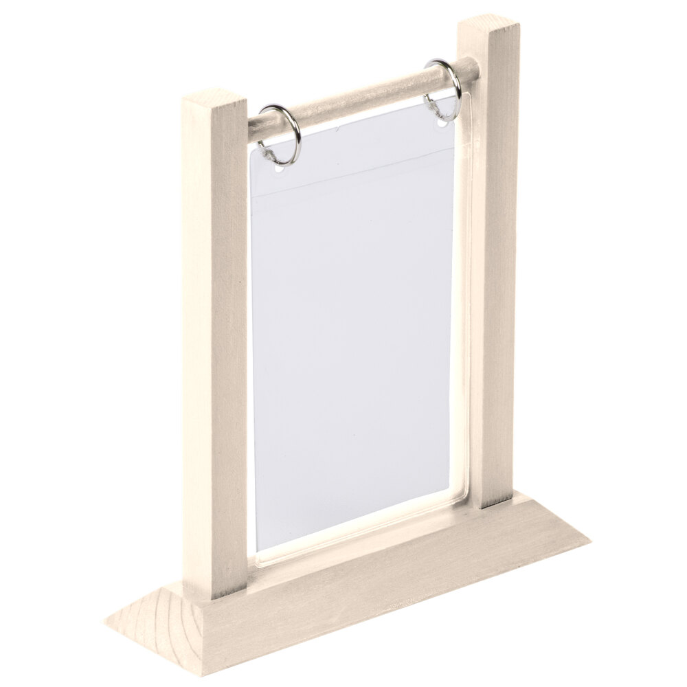 Menu Solutions WFT4S-A 4" x 6" Almond Wood Flip Top Table Tent