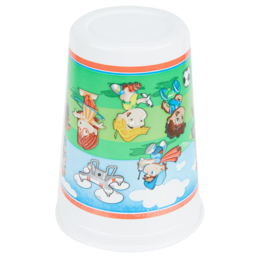 Plastic Kid's Cup with Reusable Lid and Curly Straw - 250/Case