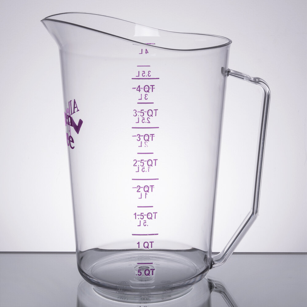 Cambro 400MCCW441 Camwear 4 Qt. Allergen Free Purple Measuring Cup