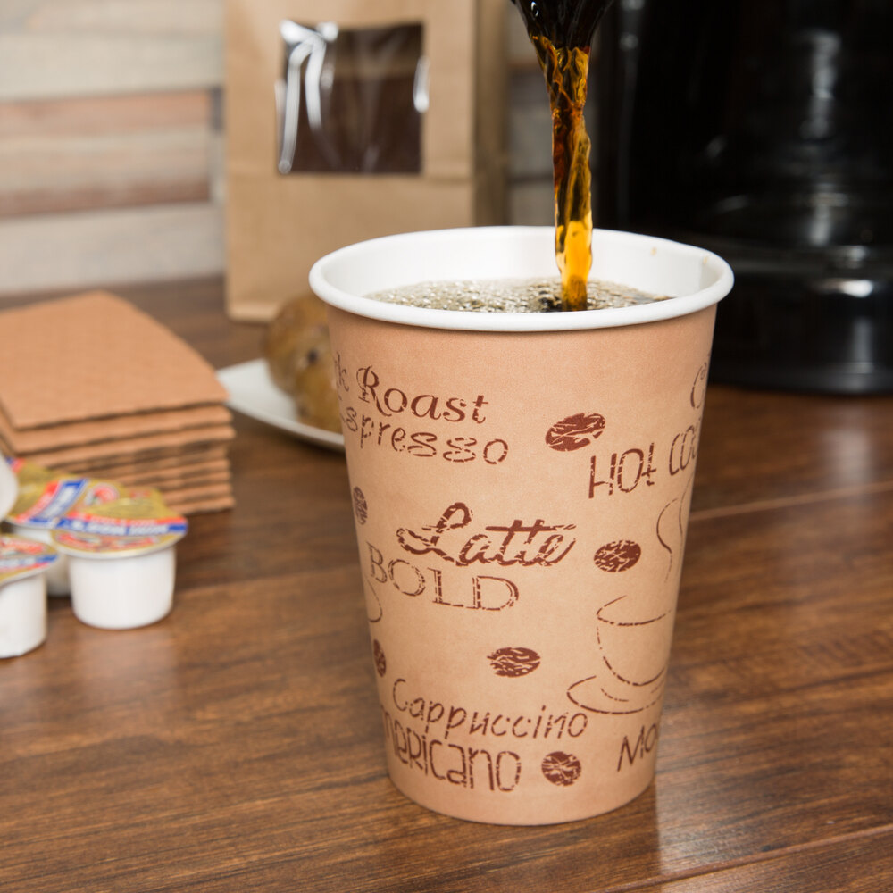 Choice 12 oz. Café Print Poly Paper Hot Cup - 1000/Case