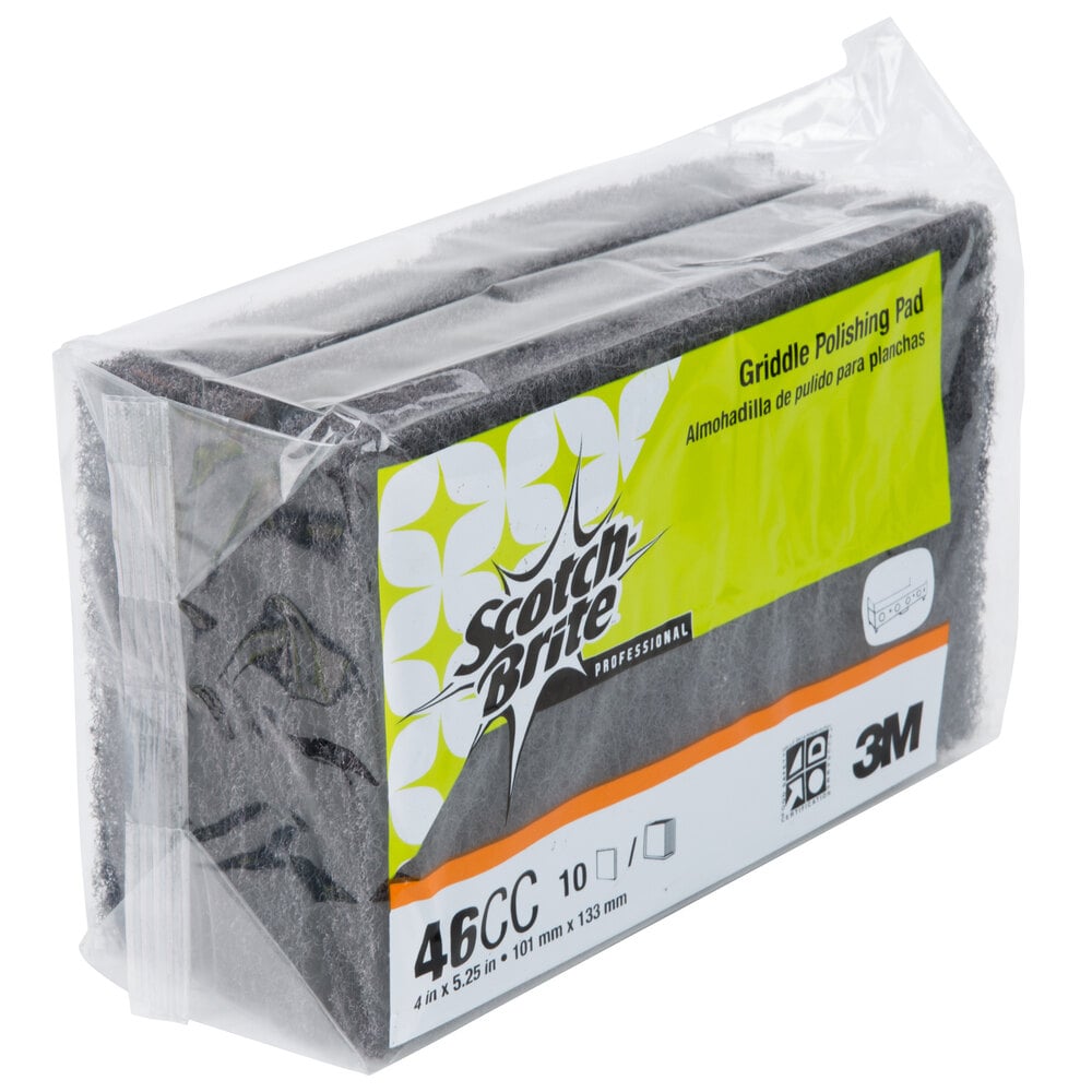 3M 46CC Scotch-Brite™ 4" x 5 1/4" Griddle Polishing Pad - 10/Pack