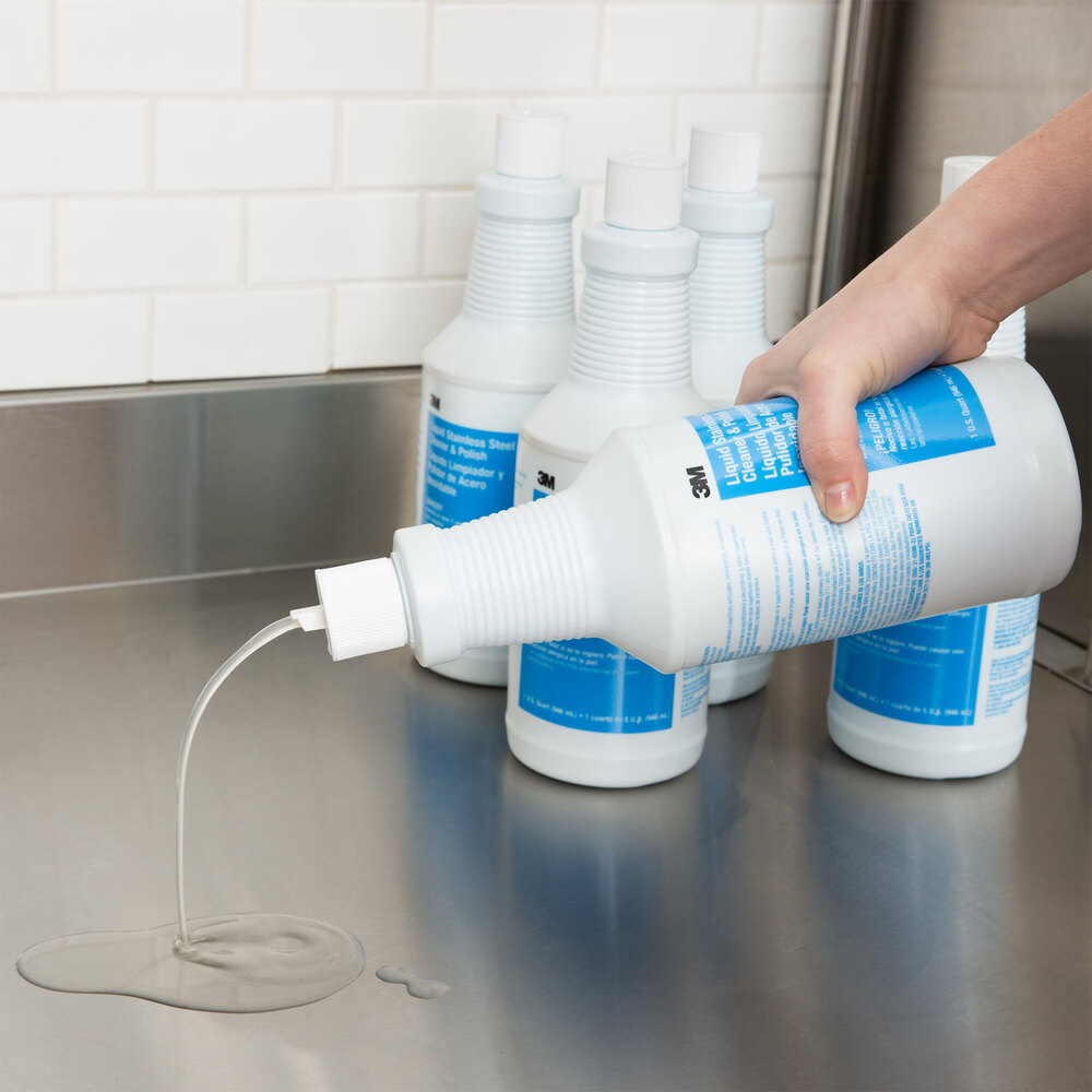 3M 19927 1 qt. / 1 oz. Liquid Stainless Steel qt. / Metal Cleaner and ...