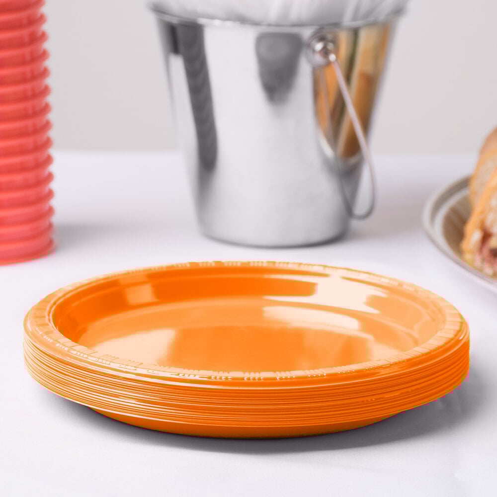 Creative Converting 28191011 7" Sunkissed Orange Plastic Plate - 20/Pack