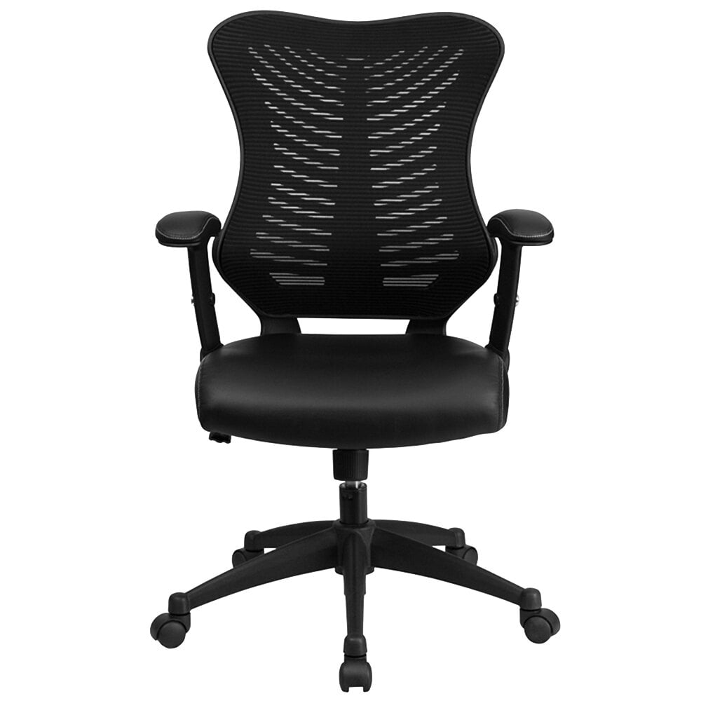 Flash Furniture BL-ZP-806-BK-LEA-GG High-Back Black Mesh Executive ...