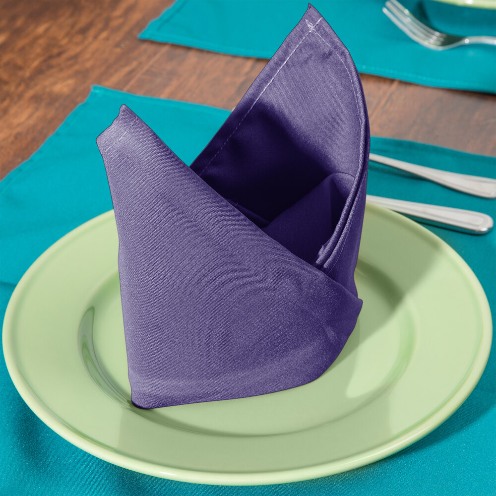 Intedge Purple 100% Polyester Cloth Napkins, 22" x 22" - 12/Pack