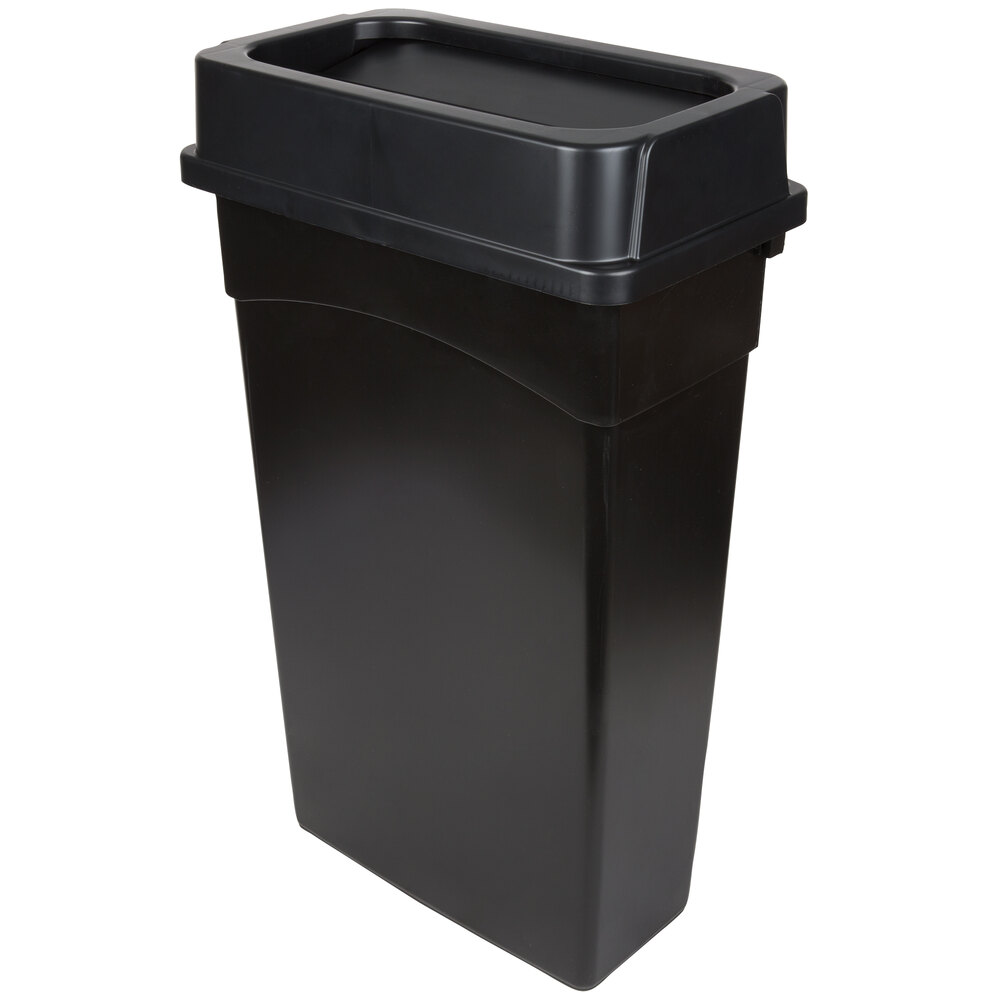 Continental 23 Gallon Black Rectangular Wall Hugger / Slim Trash Can ...