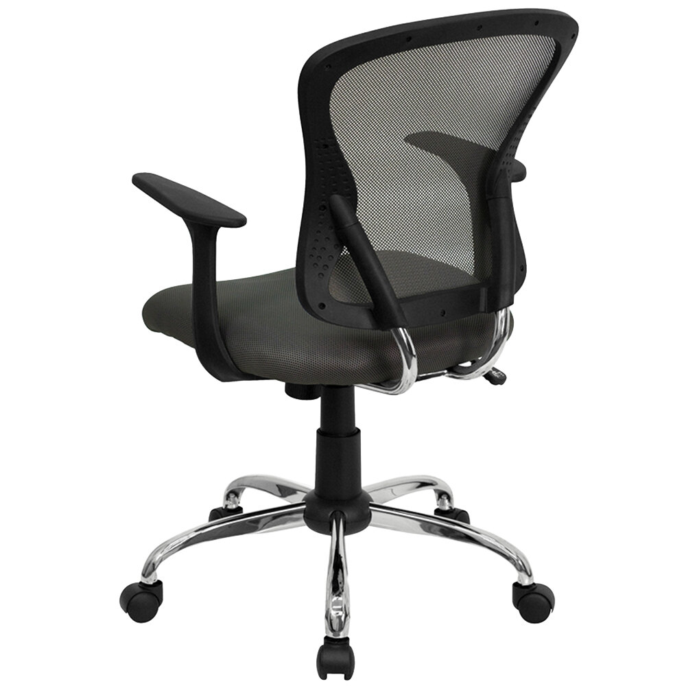 Flash Furniture H-8369F-DK-GY-GG Mid-Back Dark Gray Mesh Office Chair ...