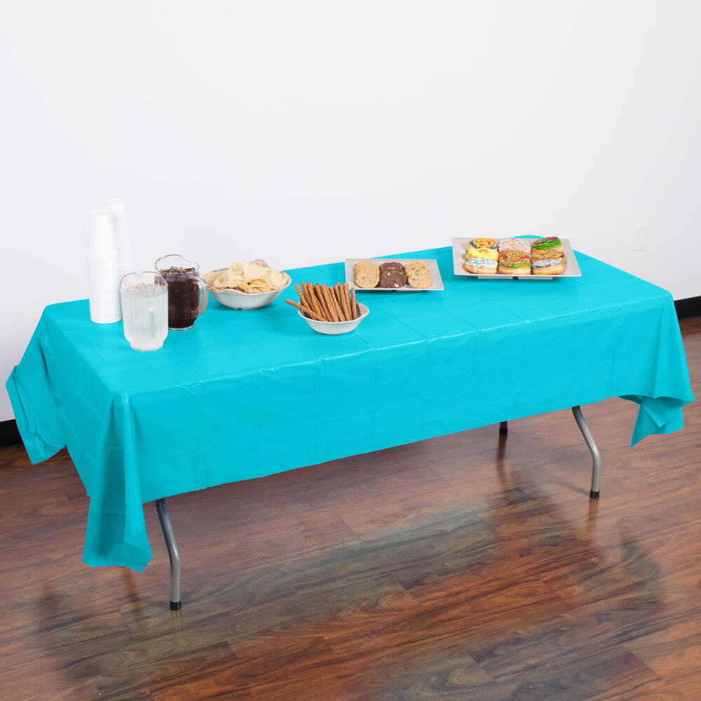 Creative Converting 11390 54" x 108" Bermuda Blue Disposable Plastic ...
