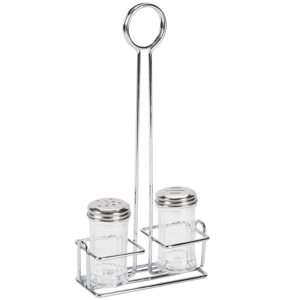 American Metalcraft WSPR3C Chrome Salt and Pepper Shaker Rack Round Top