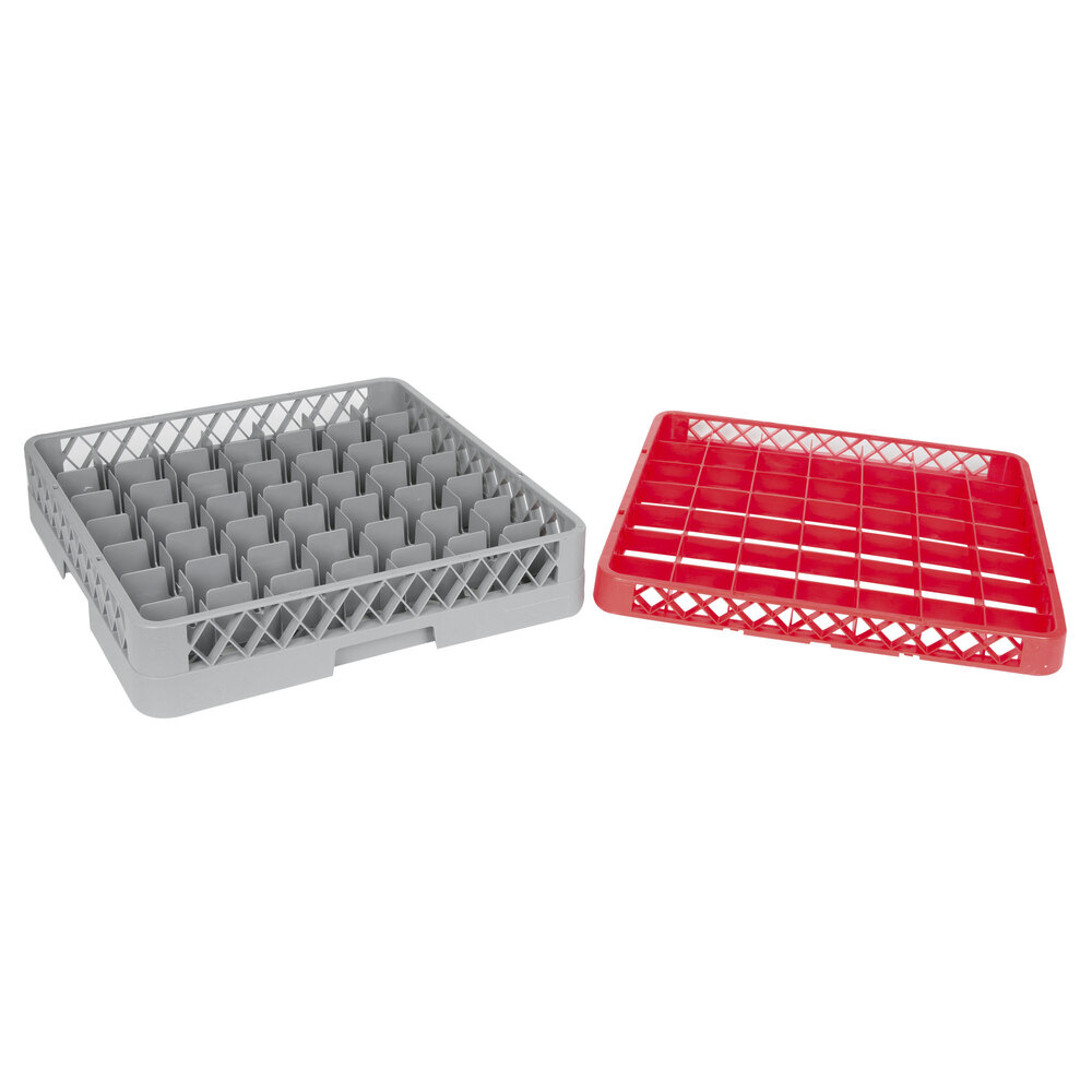 Noble Products 49-Compartment Gray Full-Size Glass Rack with 1 Red ...