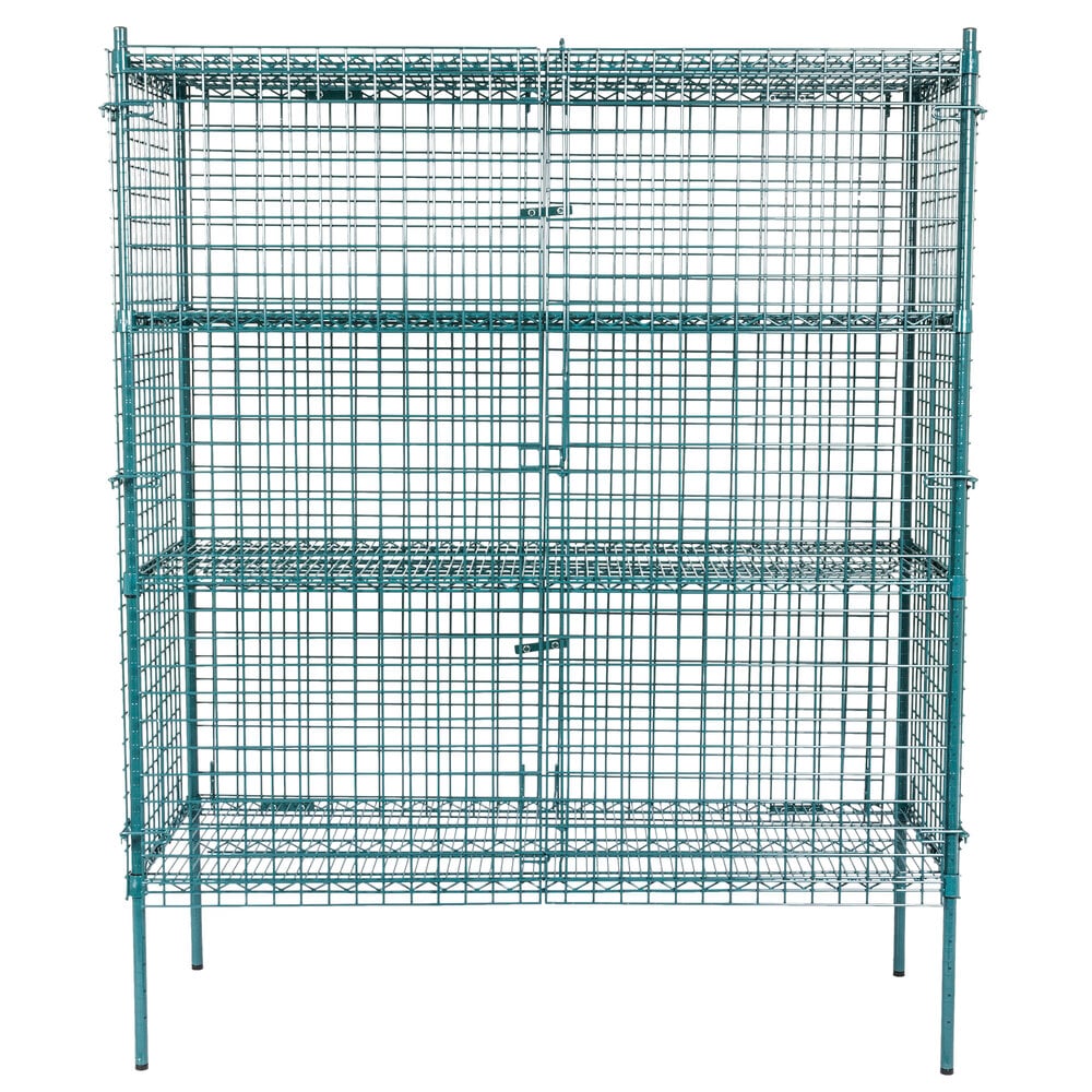 Regency NSF Stationary Green Wire Security Cage Kit - 24" x 60" x 74"