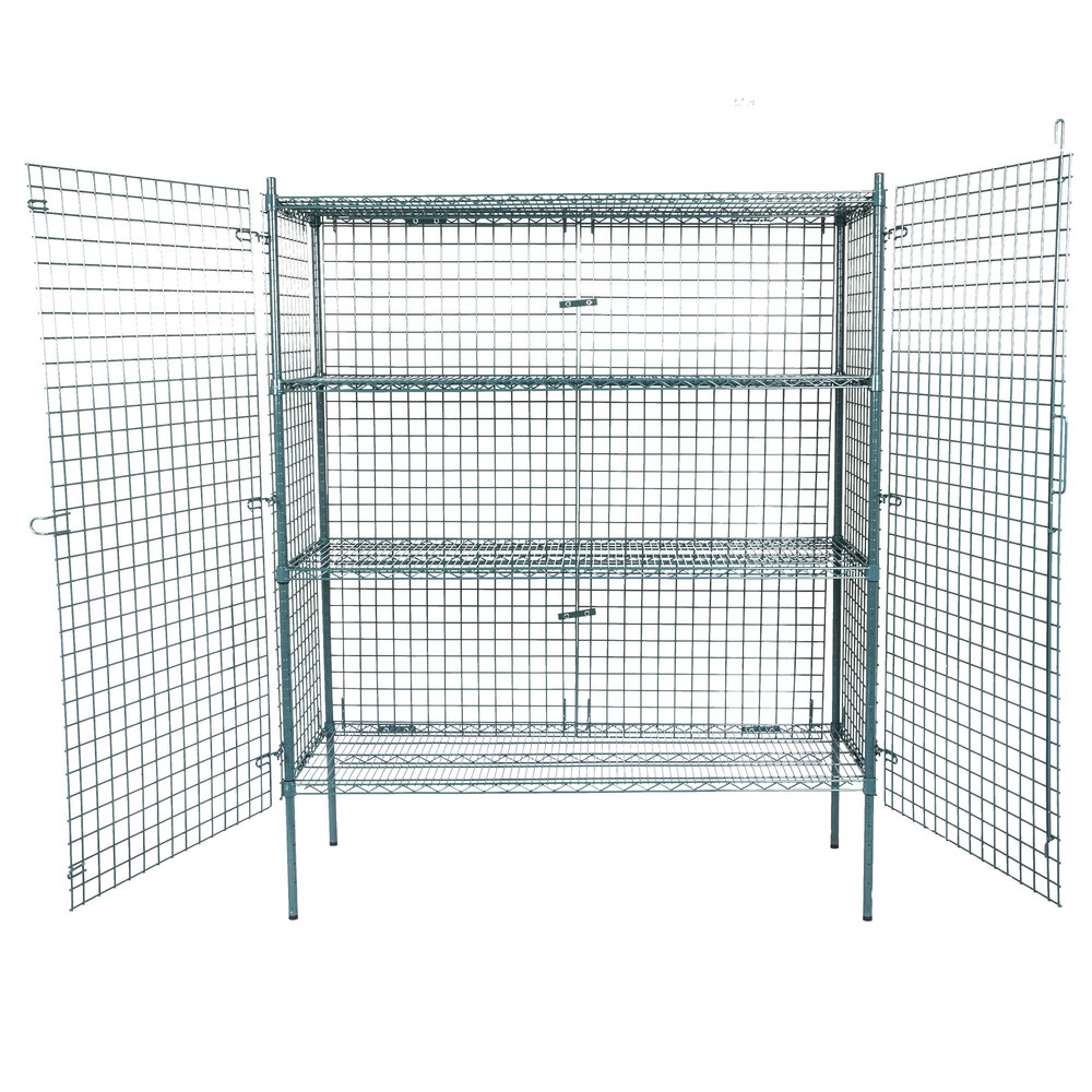 Regency NSF Stationary Green Wire Security Cage Kit - 24" x 60" x 74"