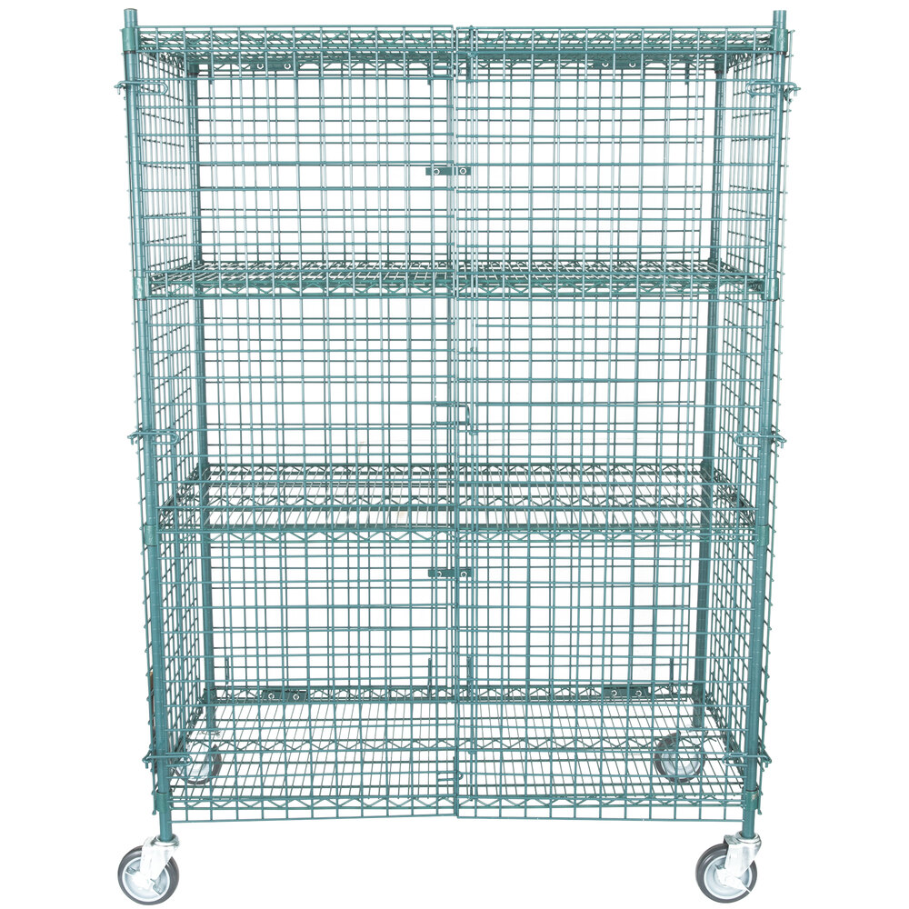 Regency NSF Mobile Green Wire Security Cage Kit - 24" x 48" x 69"