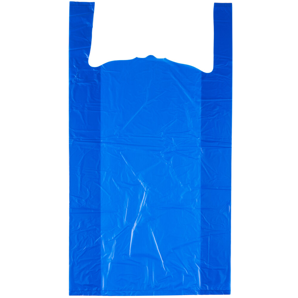 18" x 7" x 32" .75 Mil Blue Unprinted Heavy-Duty Plastic T-Shirt Bag ...