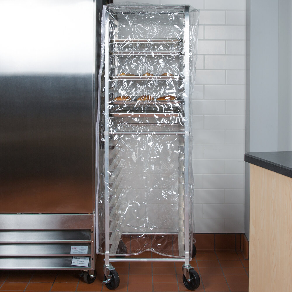 Regency 63" Clear 8 Mil Full-Size Plastic Bun Pan Rack Cover with 3 Zippers