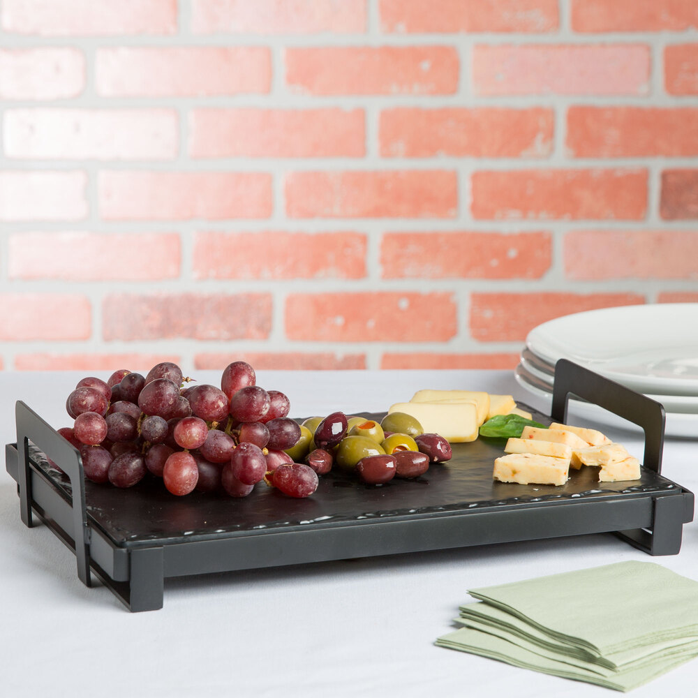 Cal-Mil 1522-1014-65M 14" x 10" Rectangular Faux Slate Serving Platter