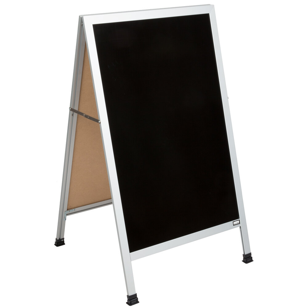 Aarco AA-11 42" x 24" Aluminum A-Frame Sign Board with Black Marker Board