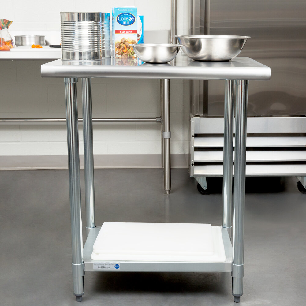 Steelton 24" x 30" 18 Gauge 430 Stainless Steel Work Table with Undershelf