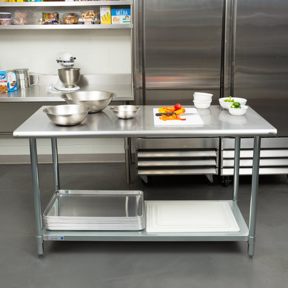 Steelton 30" x 60" 18 Gauge 430 Stainless Steel Work Table with Undershelf